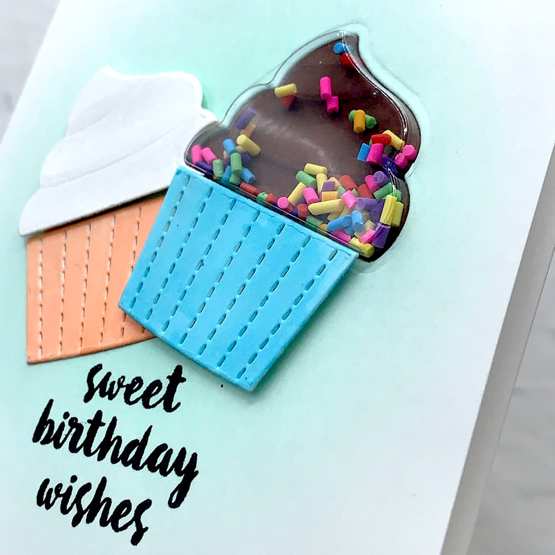Sweet Birthday Wishes | Cupcake Shaker Birthday Card - Etsy
