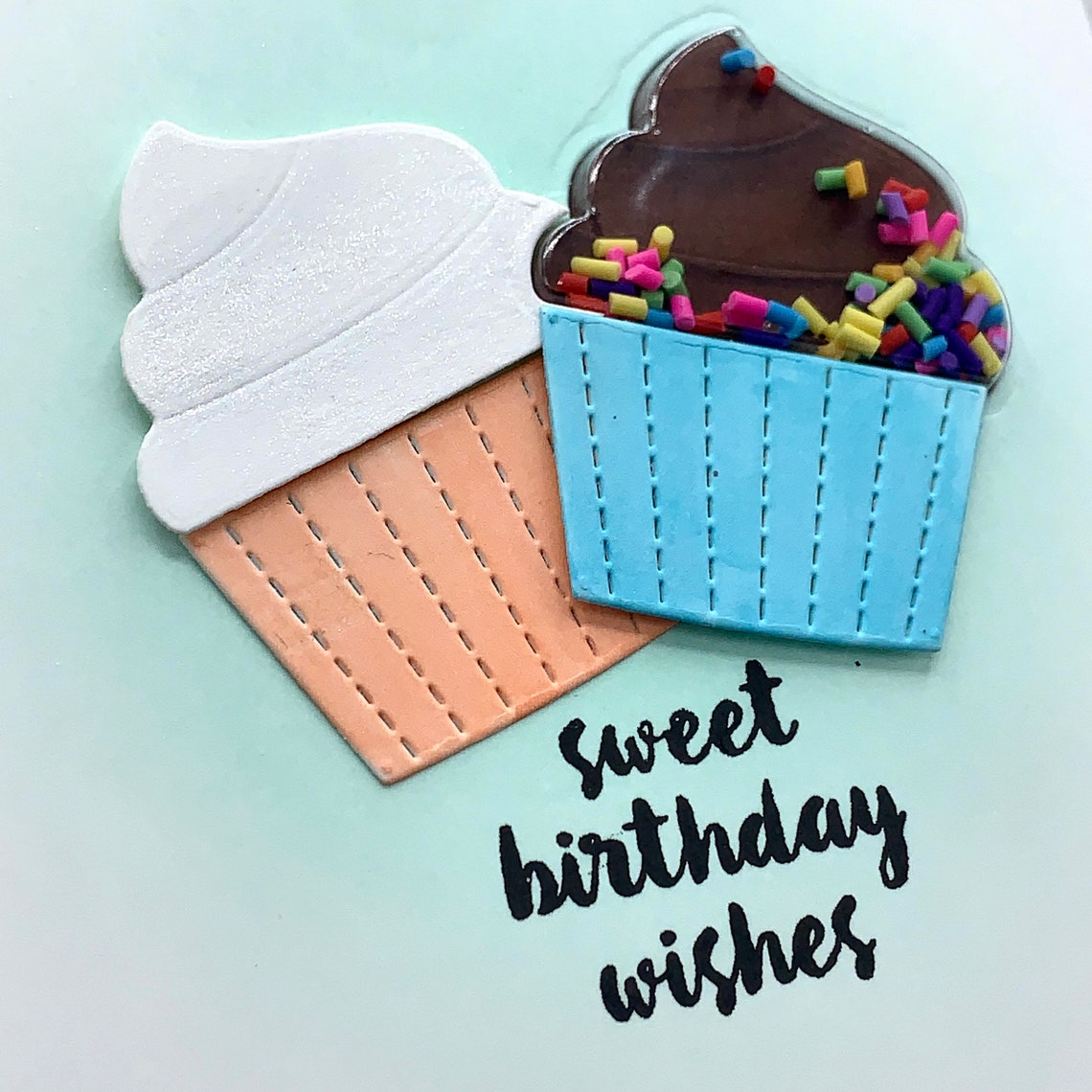 Sweet Birthday Wishes | Cupcake Shaker Birthday Card - Etsy