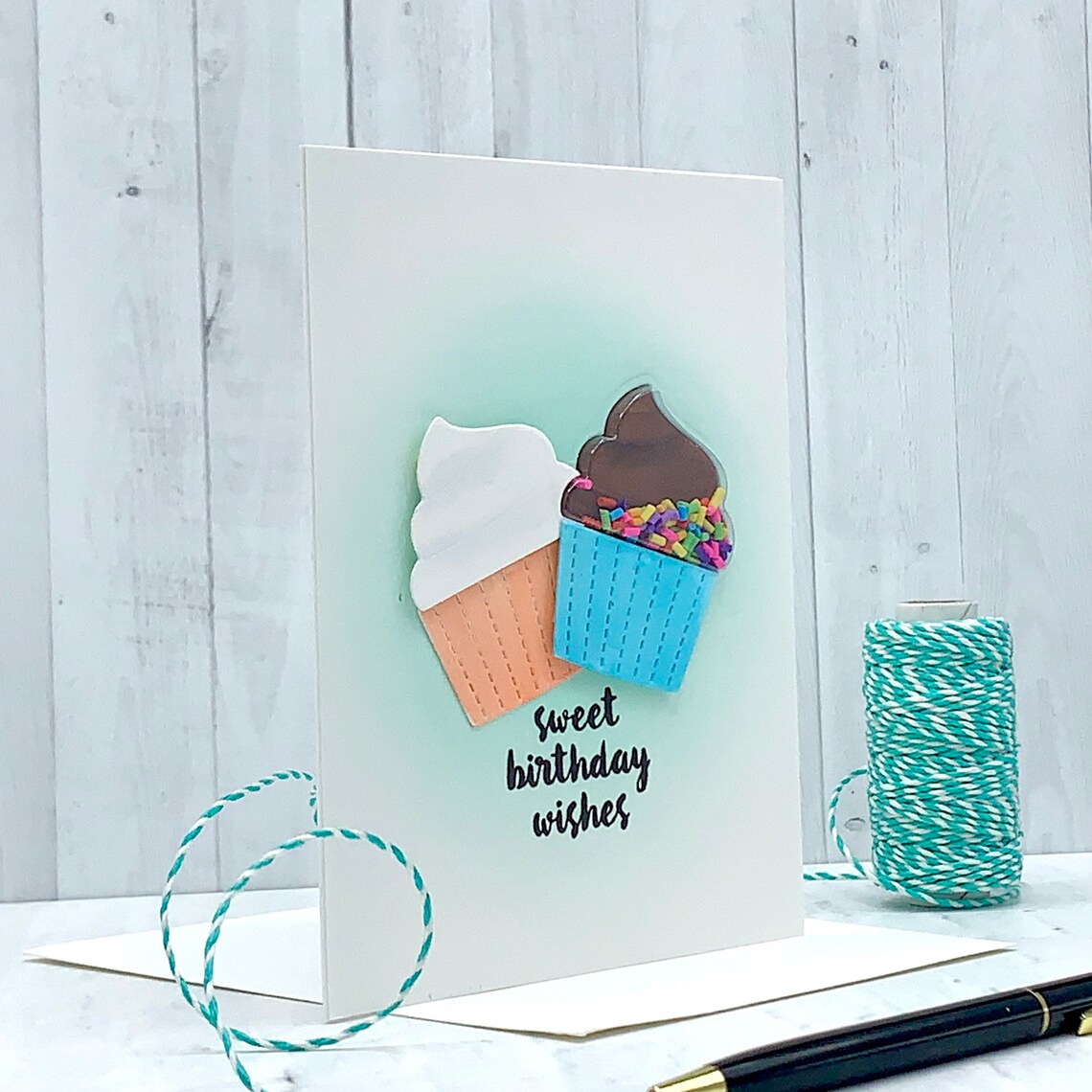 Sweet Birthday Wishes | Cupcake Shaker Birthday Card - Etsy
