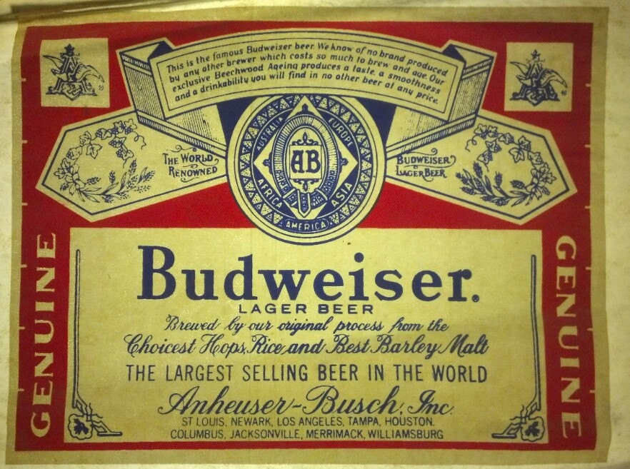 Vintage Budweiser Label Iron On - Etsy