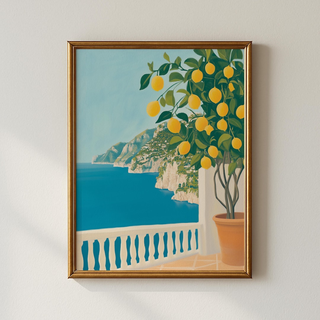 Amalfi Coast Wall Art — Italian Lemon Tree Print, Mediterranean Home ...