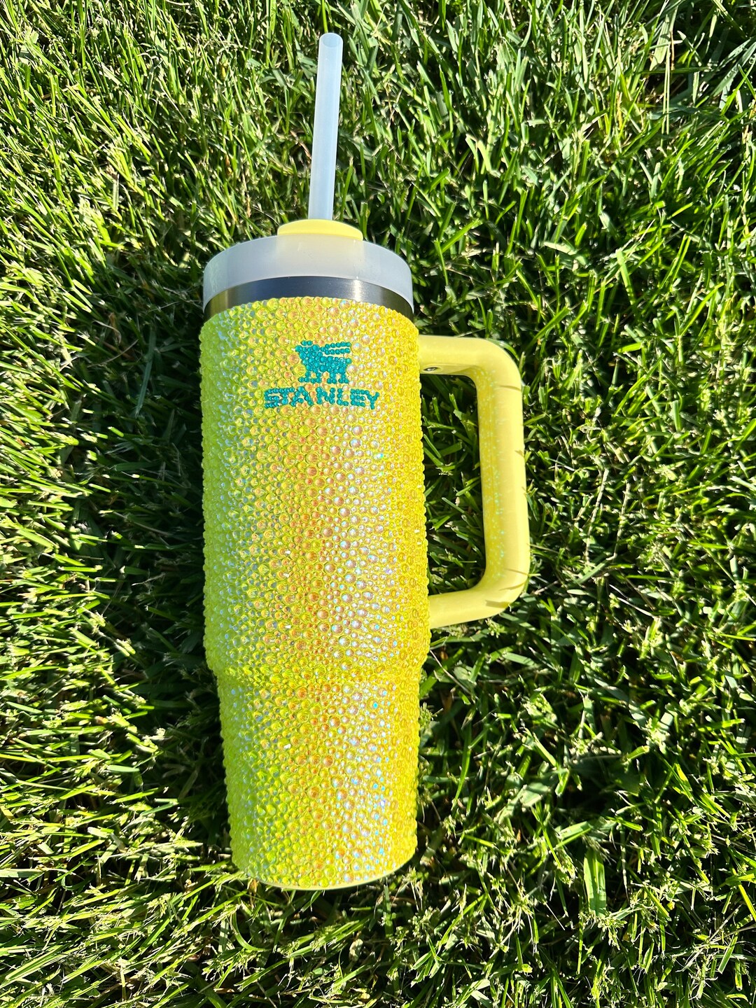Yellow AB Glass Rhinestones 30oz Stanley Tumbler With Handle!! Perfect ...