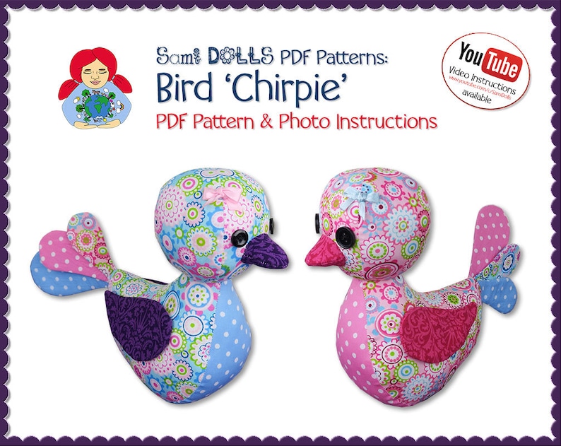 Bird Plushie Pattern DIY Tutorial PDF | by Sami Dolls - Etsy