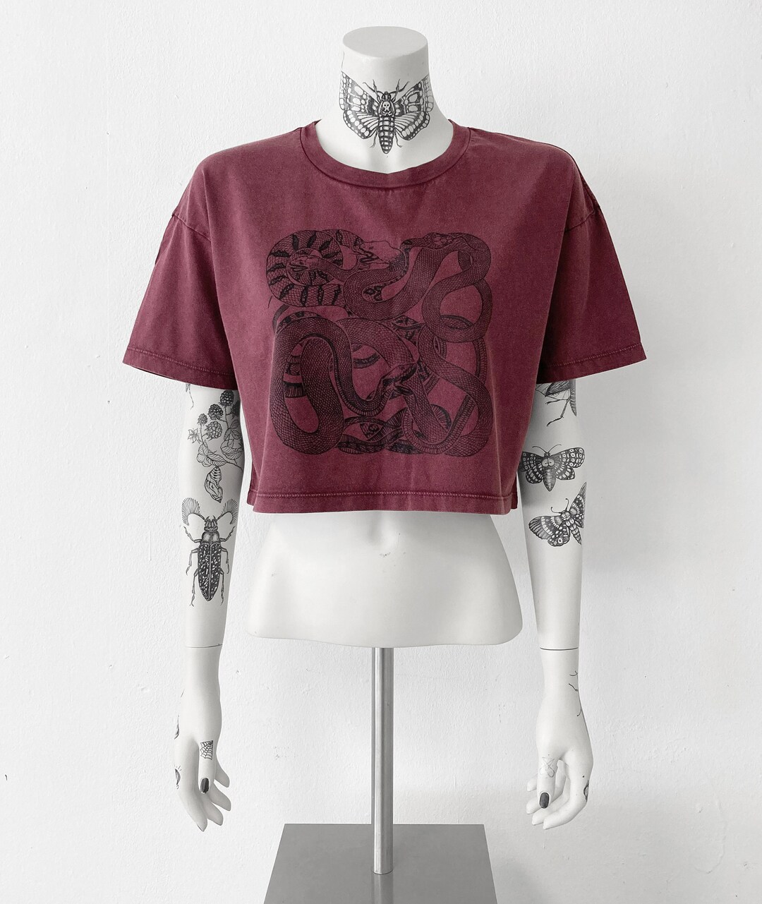 Snakes, Snake Top, Reptile, Cropped Top, Burgundy, Serpent, Animal ...
