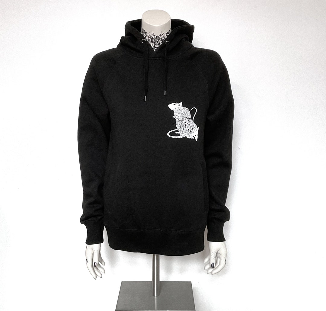 Rat Hoodie Back and Front Print, Black Ratlover Petlover Side Pockets ...