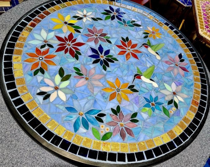 Mosaic Hummingbird Table - Etsy