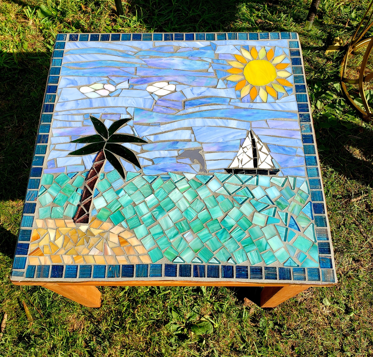 Mosaic Accent Table- Ocean Scene- Sold- Can Be Custom Made - Etsy