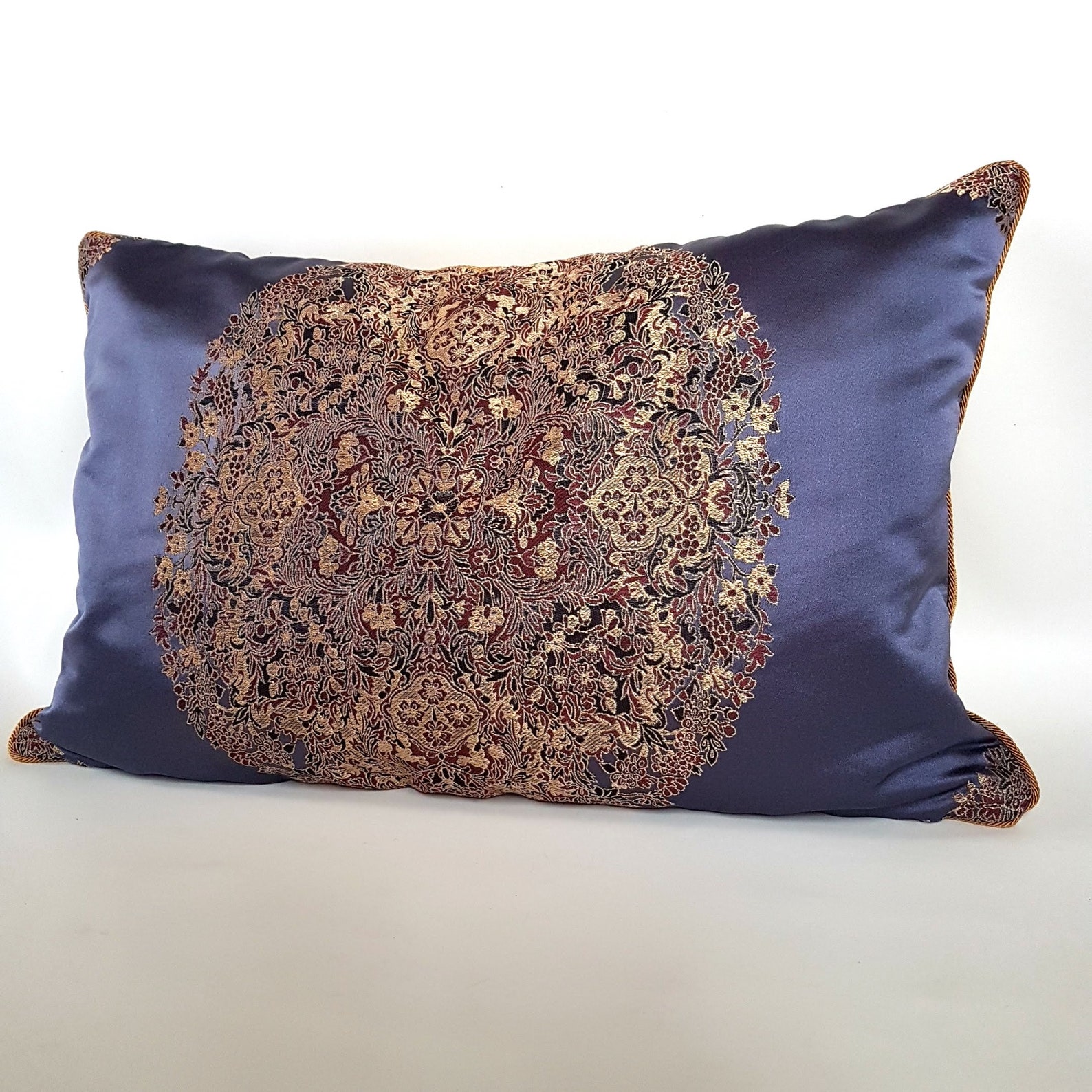 Rubelli Sherazade Silk Lampas Fabric Lumbar Throw Pillow Cushion Cover ...