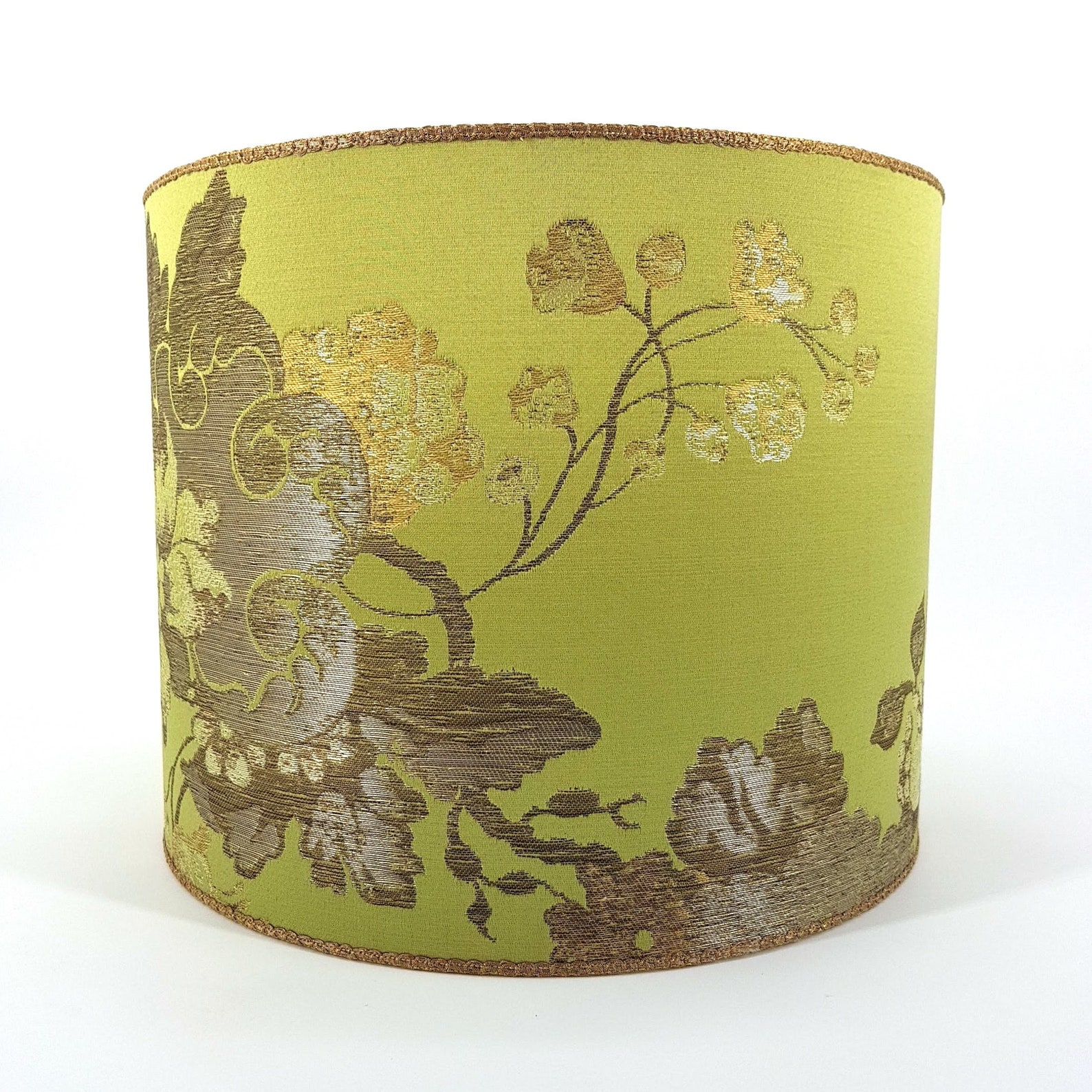 Drum Lamp Shade Jade Green Silk Brocade Rubelli Fabric Lady - Etsy