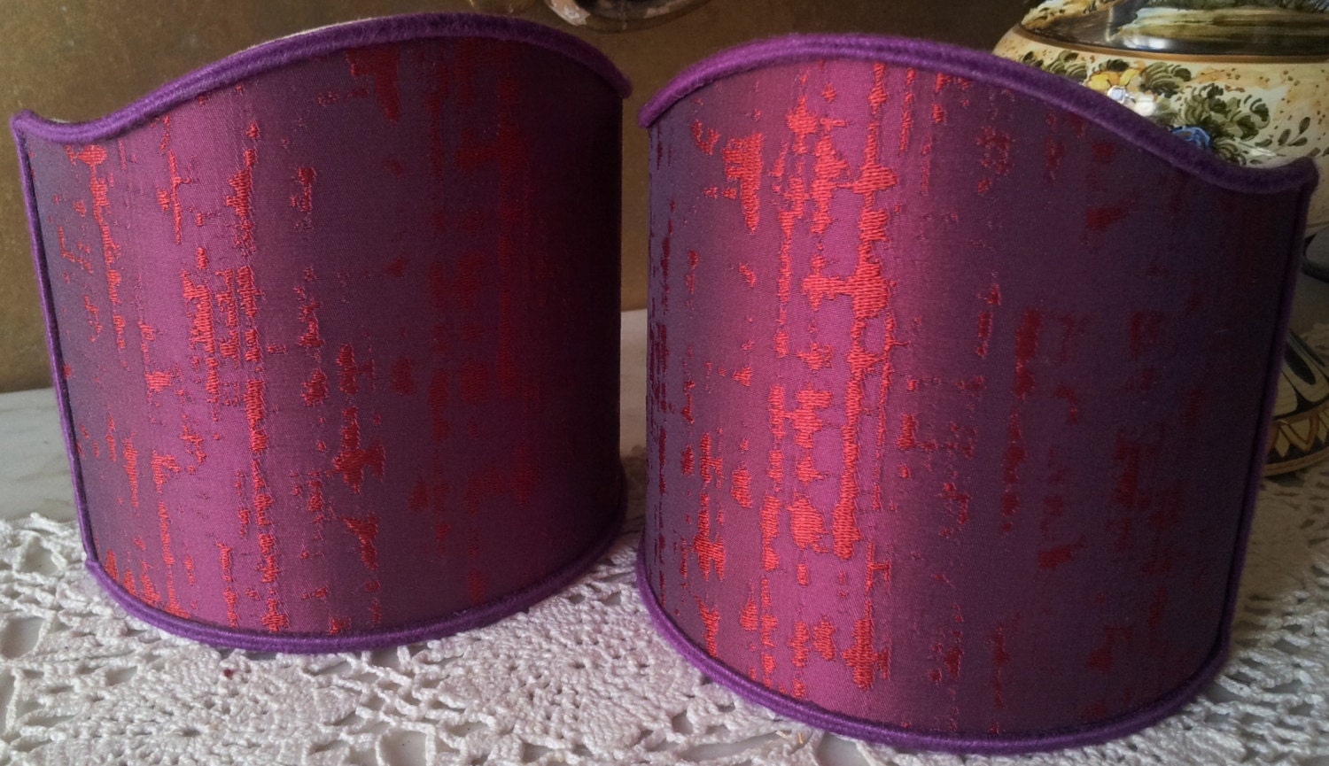 Pair of Clip-On Shield Shades Cardinal Purple and Red Silk | Etsy