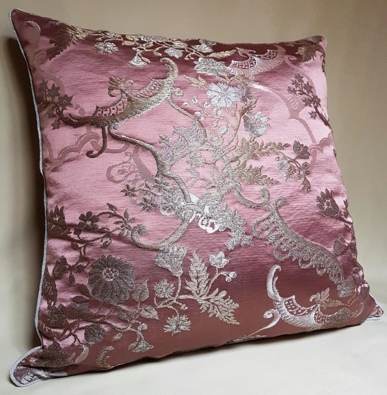Throw Pillow Cover Mauve and Gold Silk Brocade Rubelli Fabric - Etsy