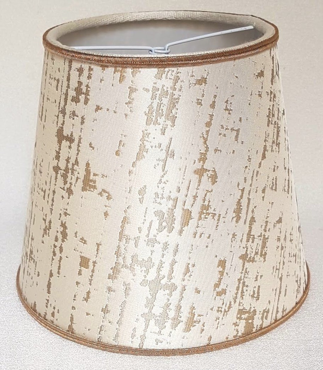 Clip on Lamp Shade in Off-white & Gold Silk Lampas Rubelli Fabric Zanni ...