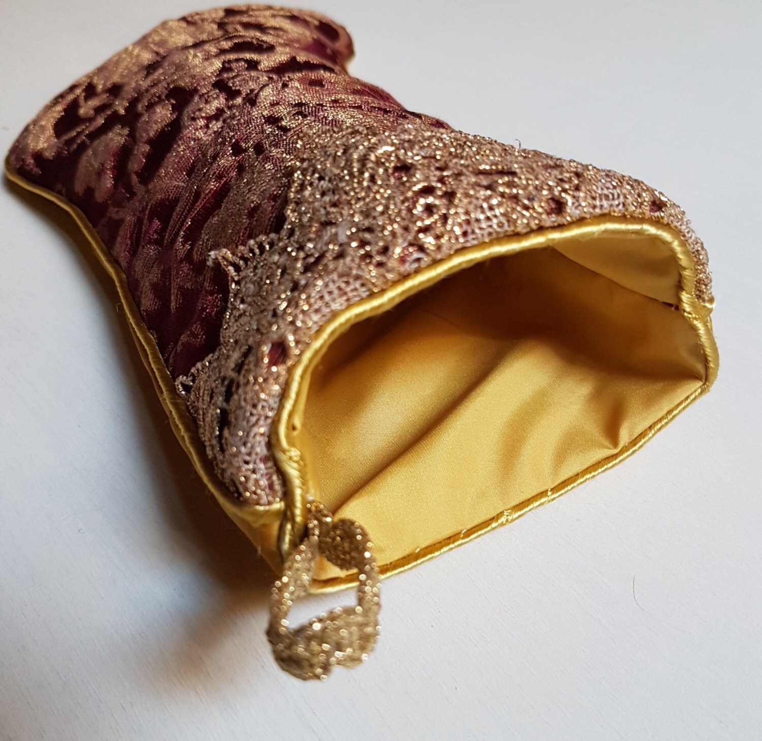 Luxury Christmas Stocking Cardinal & Gold Silk Jacquard Rubelli Fabric ...