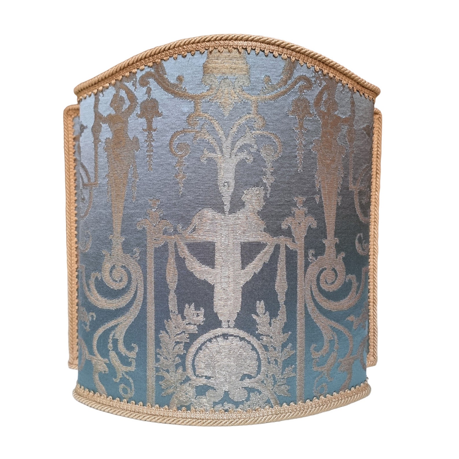 Venetian Lamp Shade Aqua Blue Silk Lampas Brocade Fabric Rubelli Aida ...