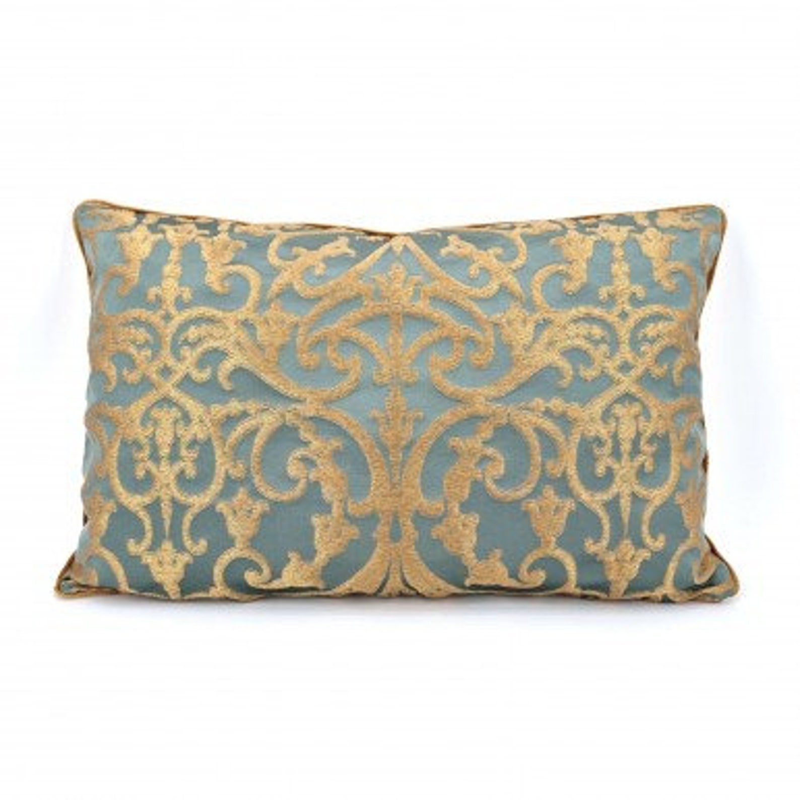 Ochre & Silver Silk Jacquard Rubelli Fabric Lumbar Throw - Etsy