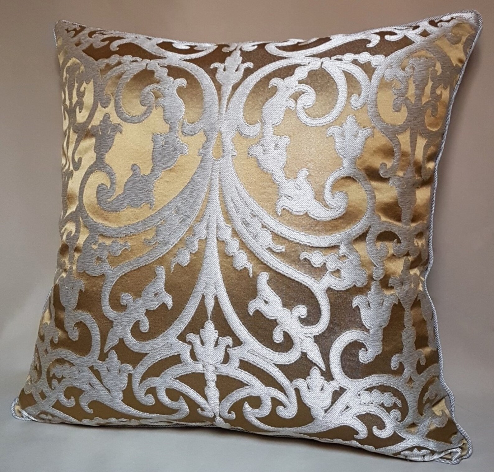 Ochre & Silver Silk Jacquard Rubelli Fabric Lumbar Throw - Etsy