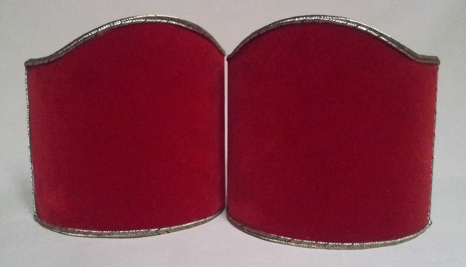 Pair of Clip-on Shield Shades Red Velvet Rubelli Fabric Mini Lampshade ...