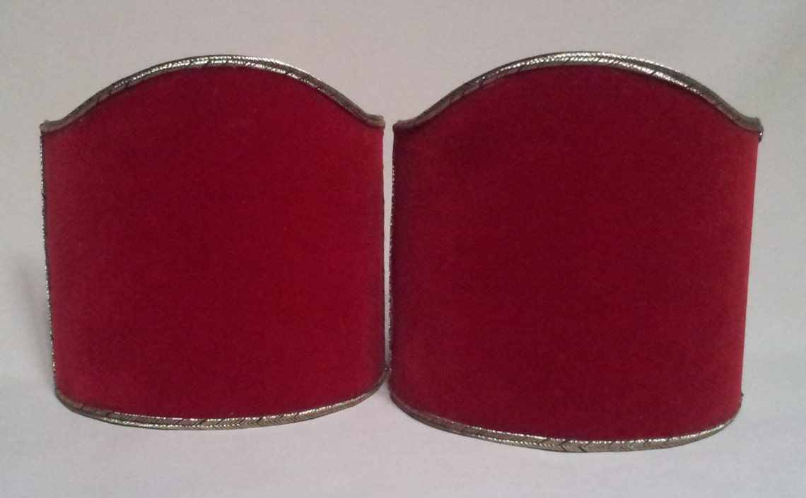 Pair of Clip-on Shield Shades Red Velvet Rubelli Fabric Mini Lampshade ...