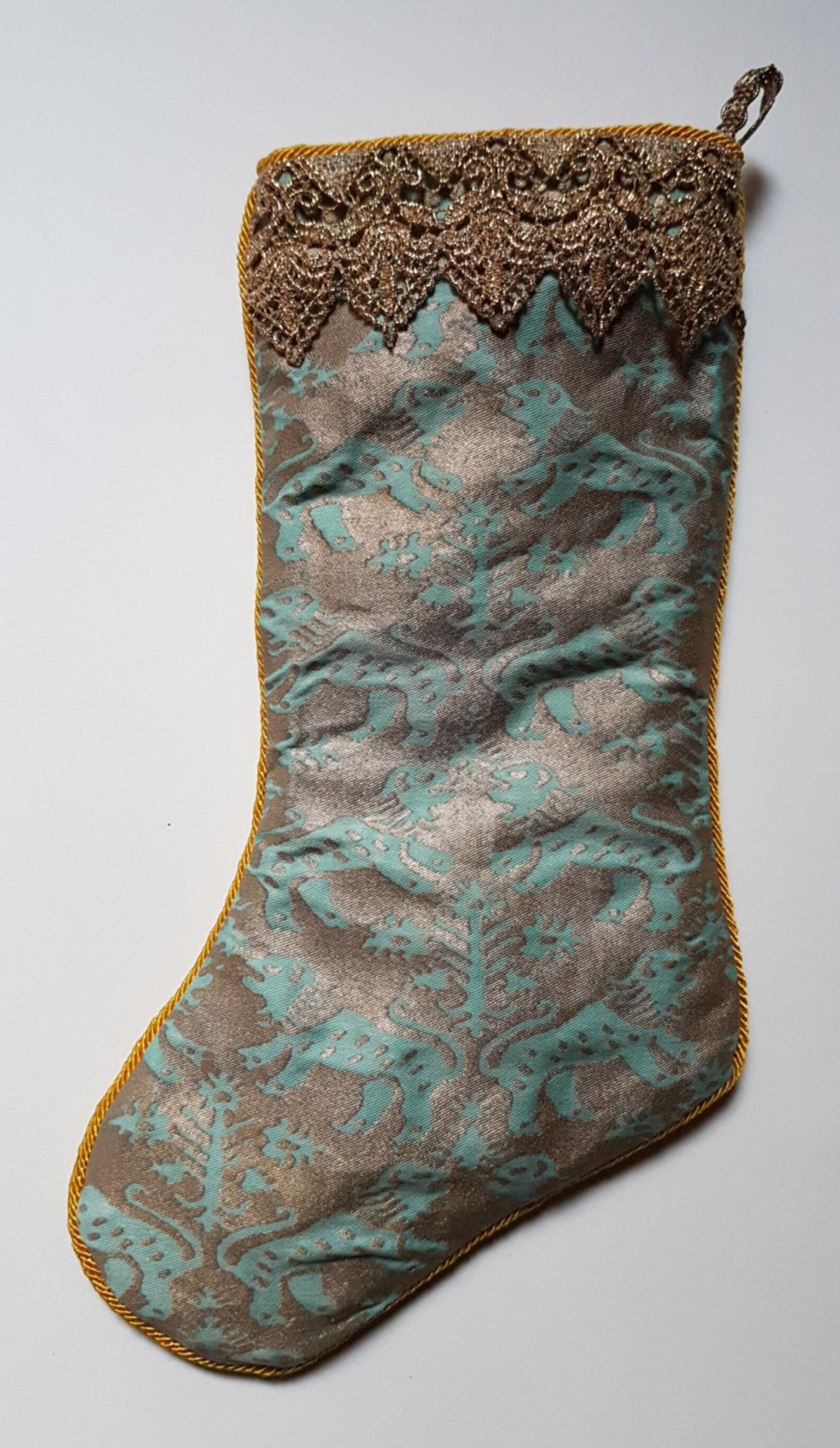 Luxury Christmas Stocking Fortuny Fabric Aquamarine & Silvery - Etsy