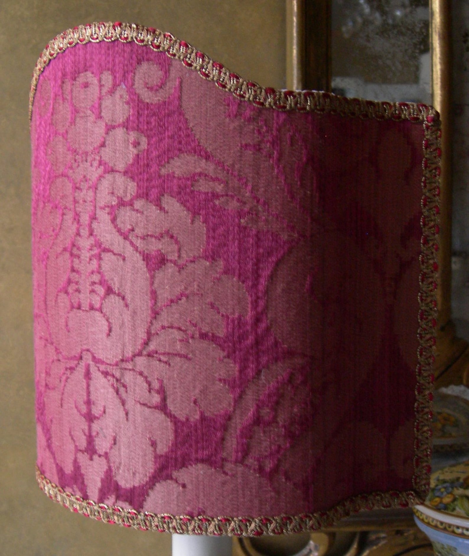 Venetian Lamp Shade Cardinal Damask Rubelli Fabric Ruzante | Etsy