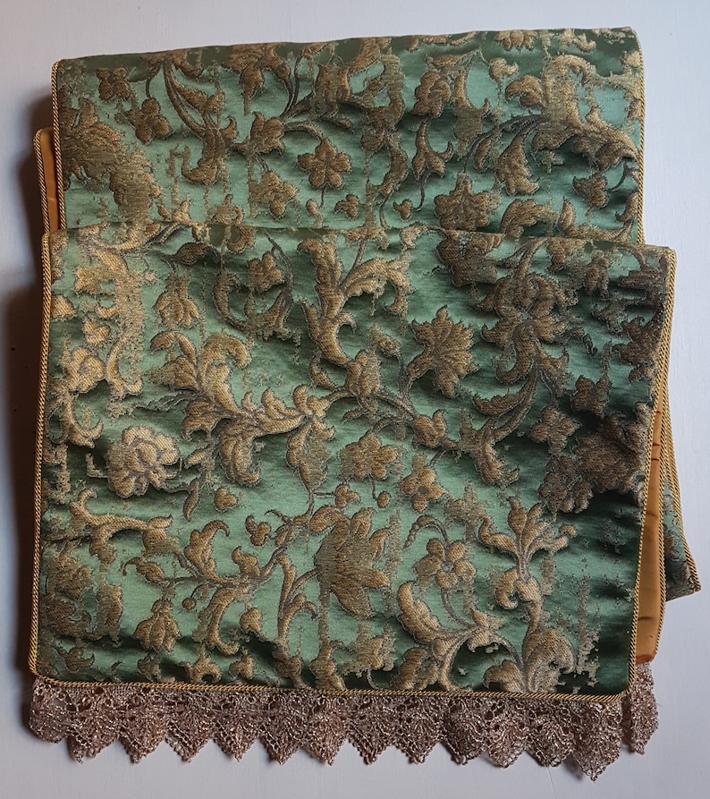 Luxury Table Runner Green & Gold Silk Jacquard Rubelli Fabric - Etsy
