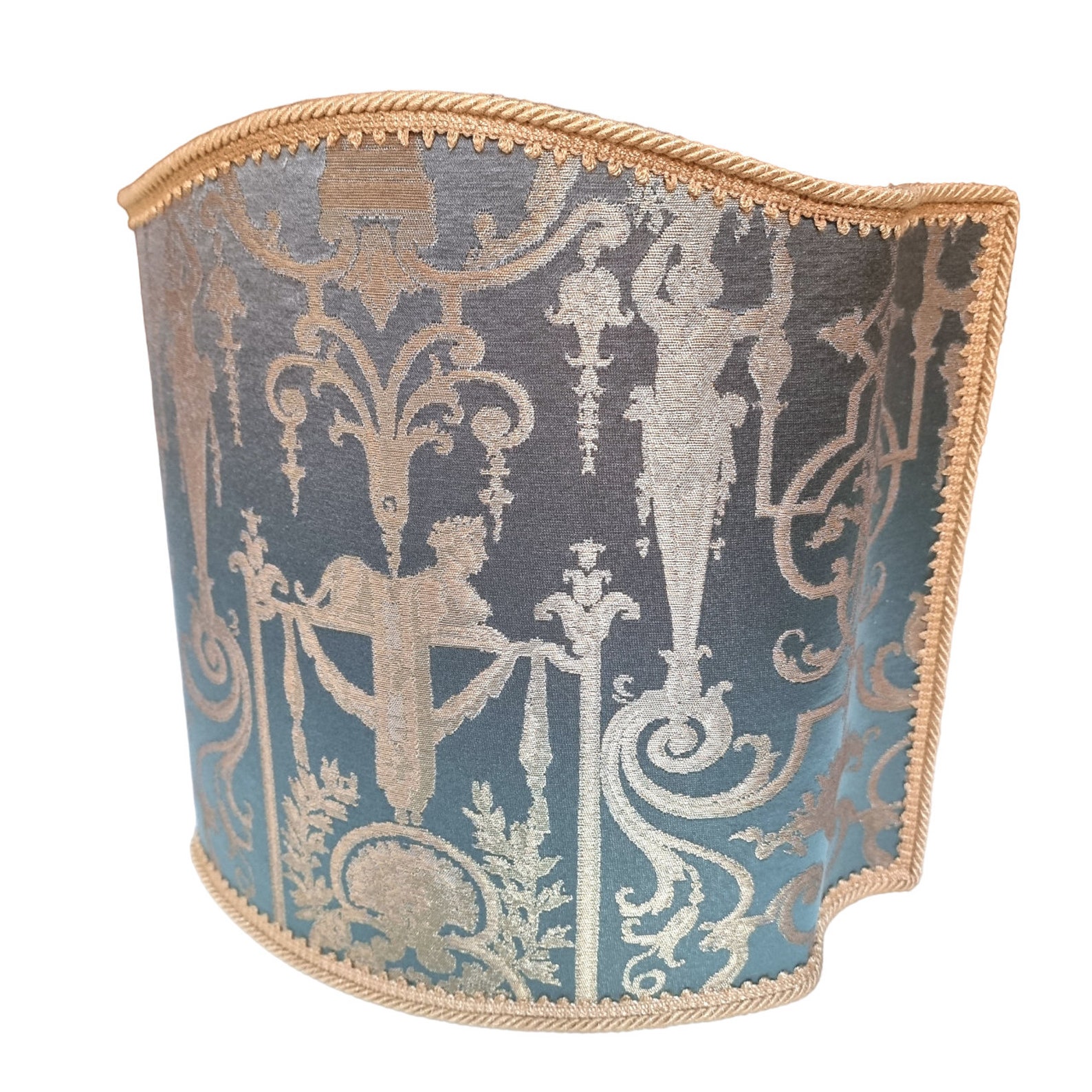 Venetian Lamp Shade Aqua Blue Silk Lampas Brocade Fabric Rubelli Aida ...