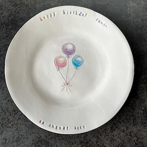 Personalized Ceramic Ballon Birthday Cake Plate, Custom Colorful ...