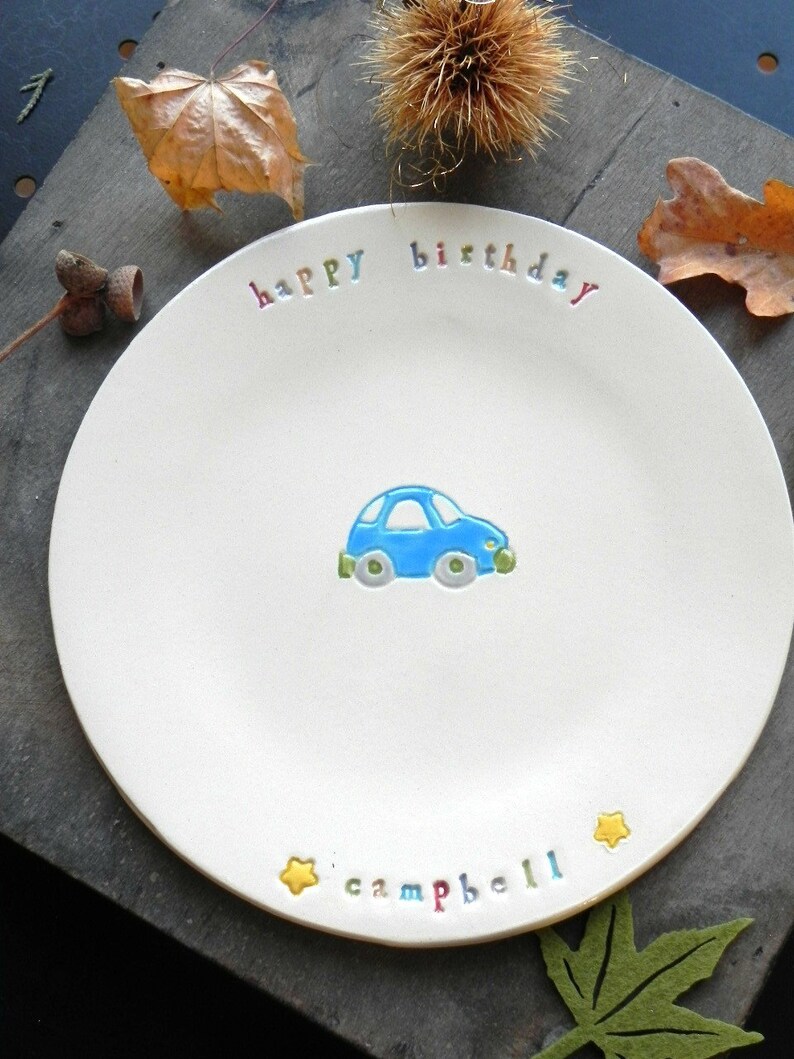 Personalized Ceramic Birthday Plate, Custom Colorful Dessert Plate for ...
