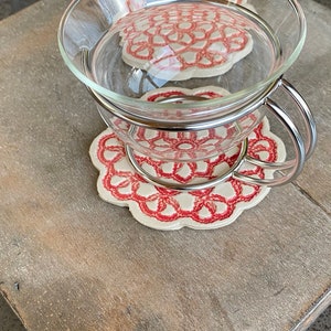 Lace Red Ceramic Coasters, Set of 2 - Etsy