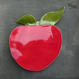 Charming Gardening, Ceramic Apple Dish, Teacher Gift, Red Fruit Plate ...