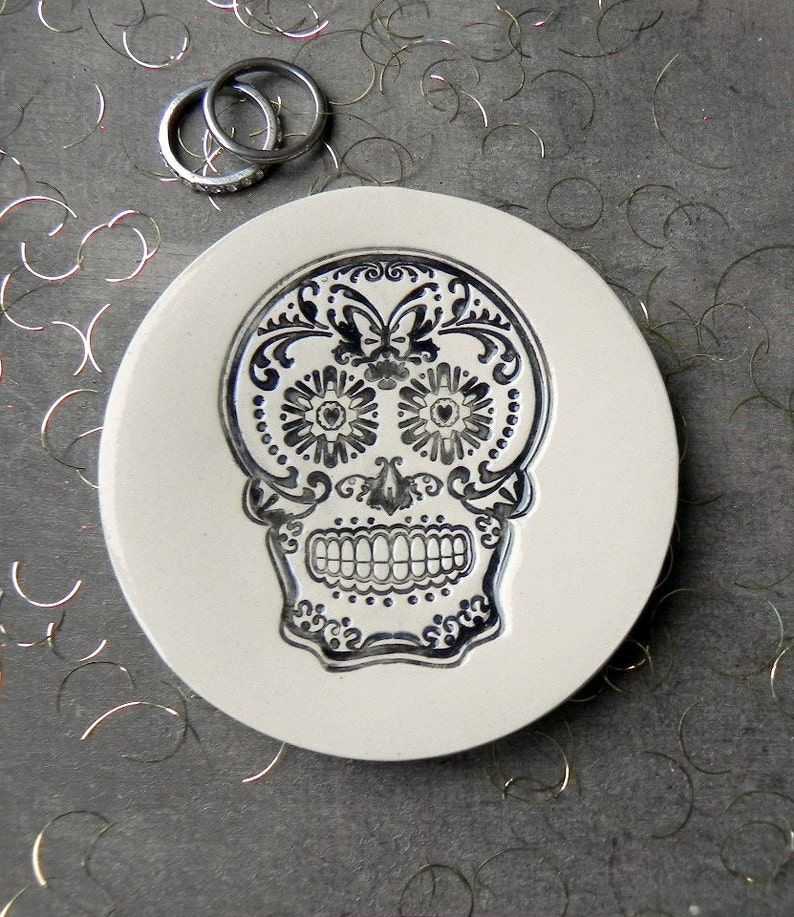 Persoanlized Black Sugar Skull Ceramic Plate Halloween - Etsy