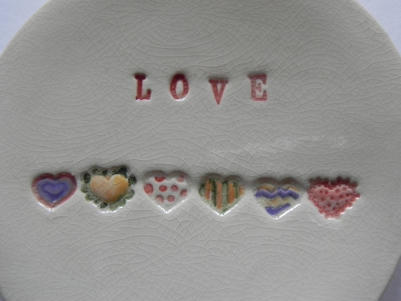 Love Ceramic Jewelry Dish Wedding Pottery Rainbow Hearts - Etsy