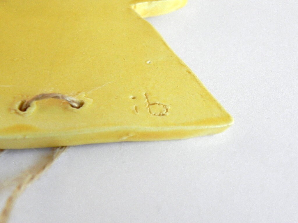 Yellow Chicken Ceramic Ornament Animal Pottery Red Dots Eco - Etsy