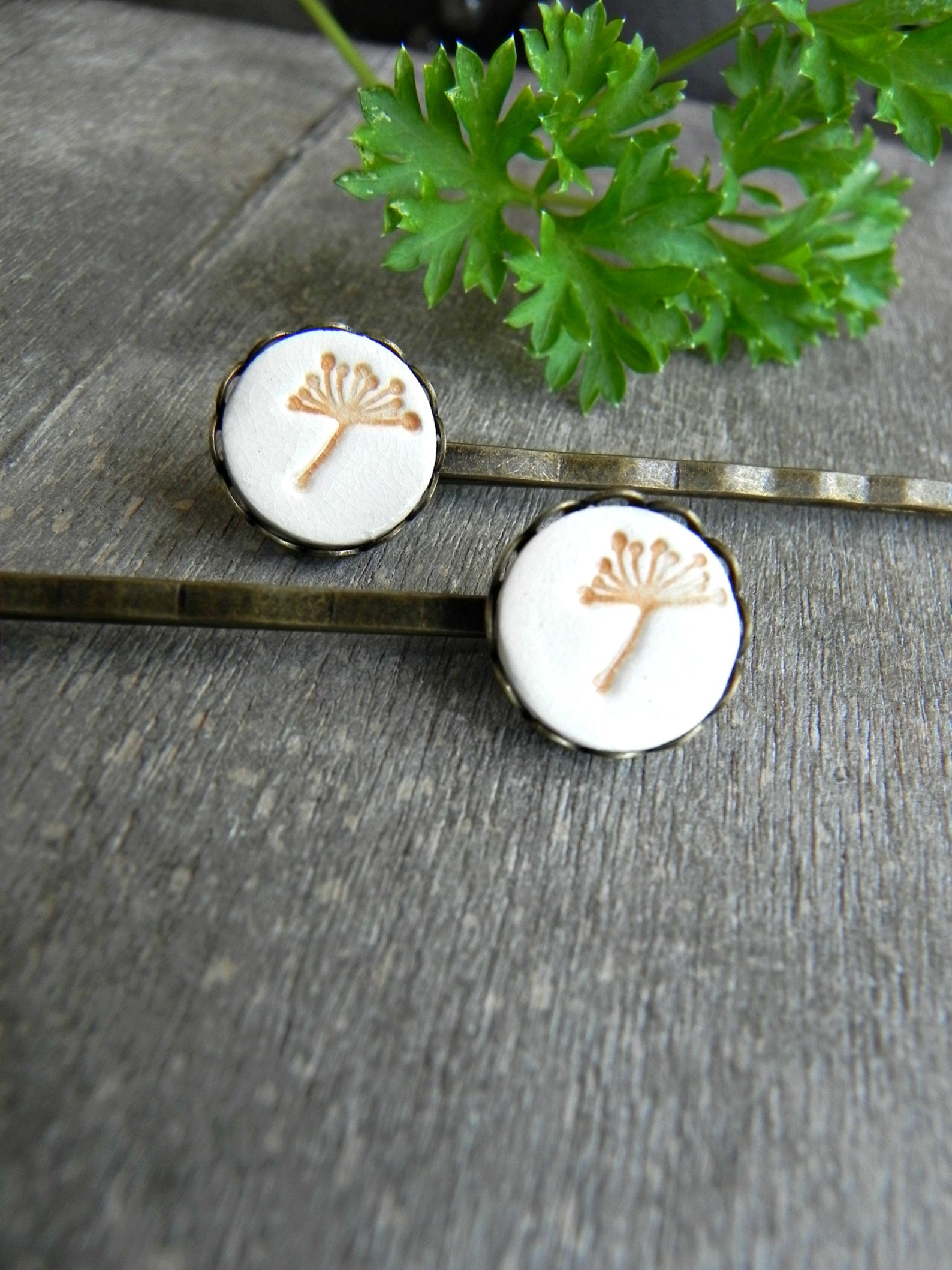 Porcelain Dandelion Bobby Pins Boho Ceramic Hair Pins Set of | Etsy