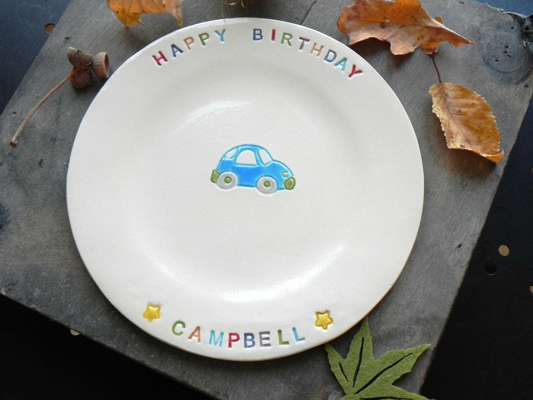 Personalized Ceramic Birthday Plate, Custom Colorful Dessert Plate for ...