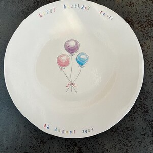 Personalized Ceramic Ballon Birthday Cake Plate, Custom Colorful ...