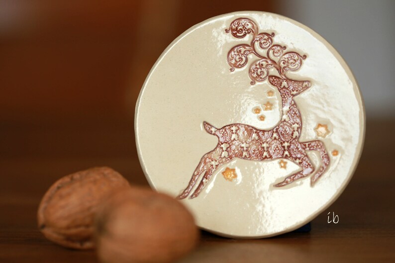 Rudolph Plate Ceramic Ring Dish Holliday Decor Lace Pottery - Etsy