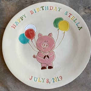 Personalized Ceramic Birthday Cake Plate, Custom Colorful Dessert Plate ...