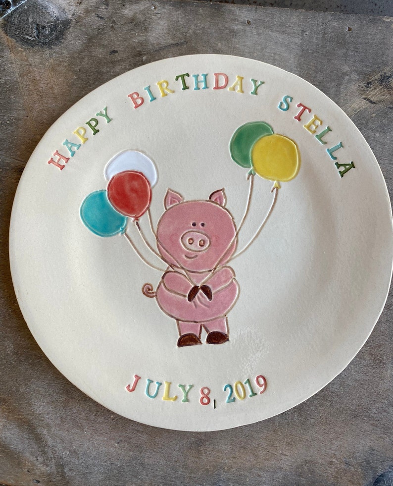 Personalized Ceramic Birthday Cake Plate Custom Colorful | Etsy