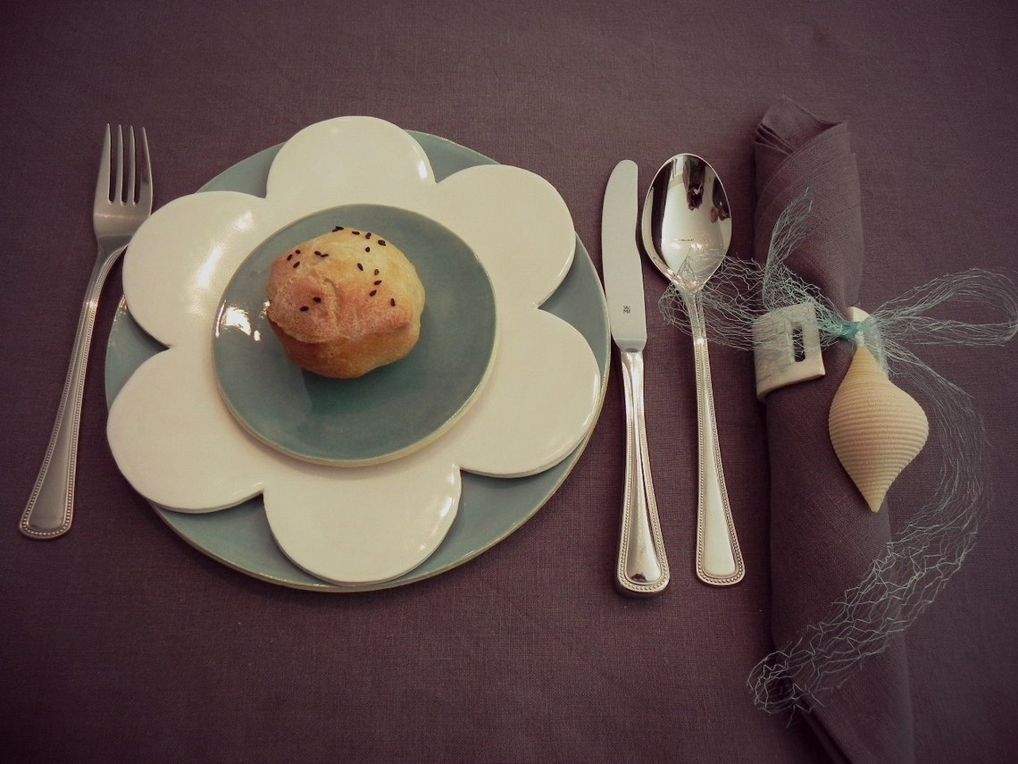 Ceramic Service Plate Snow White Flower Dessert Plate Pottery - Etsy