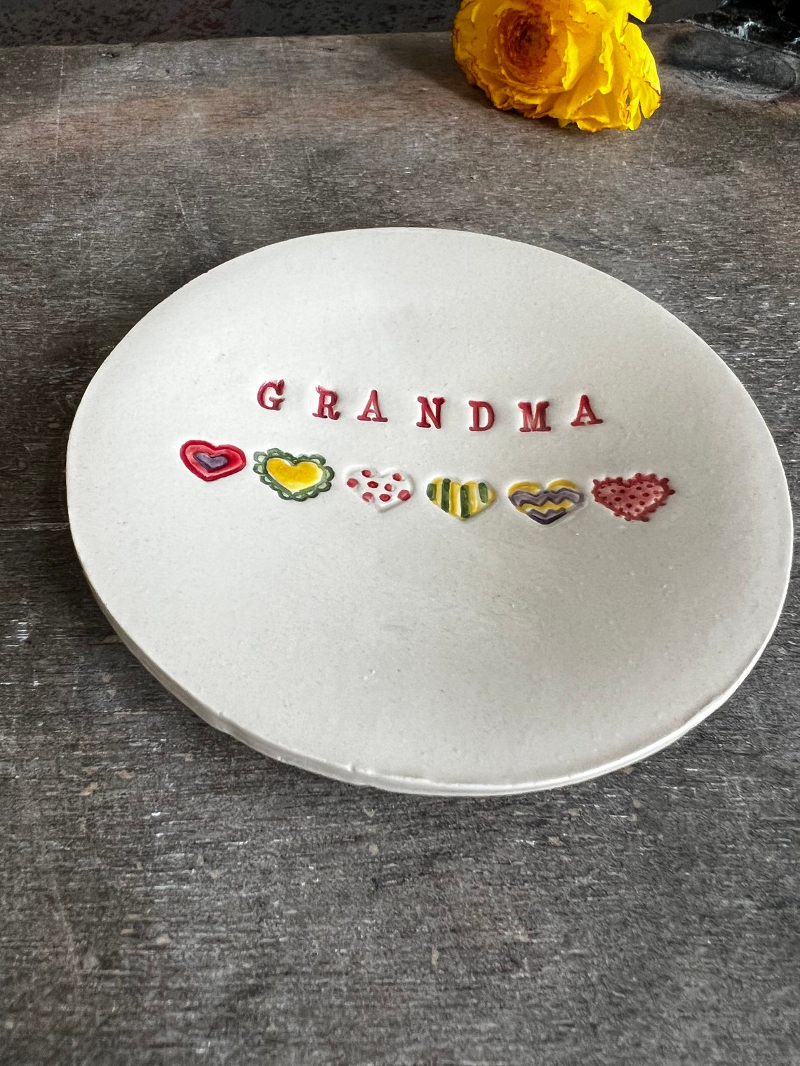 Heart Ceramic Plate Gifts for Grandma Granny White Pottery - Etsy