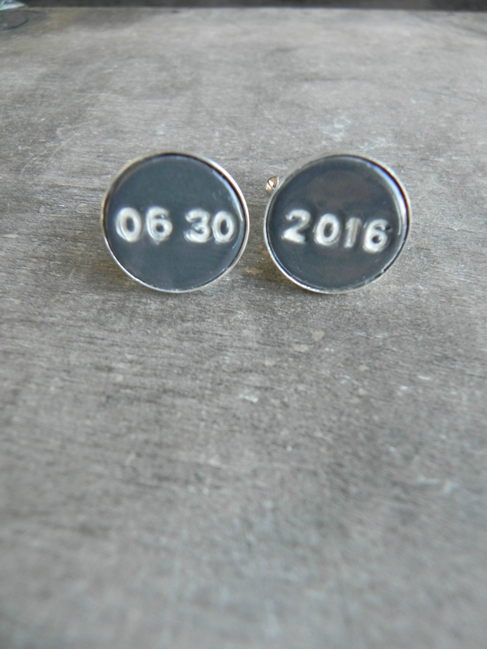 Personalized Grey Cuff Links Important Date Cuff Links | Etsy