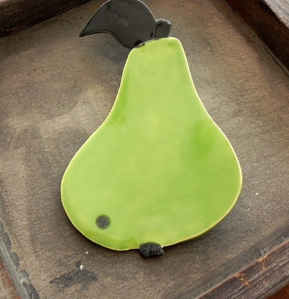 Ceramic Pear Plate Green Dish Fruit Spoon Rest Eco Friendly - Etsy