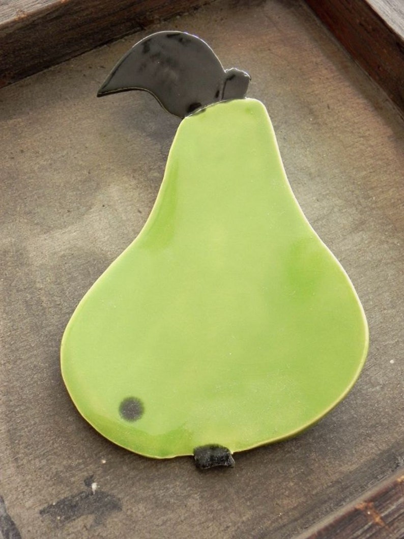 Ceramic Pear Plate Green Dish Fruit Spoon Rest Eco Friendly Material - Etsy