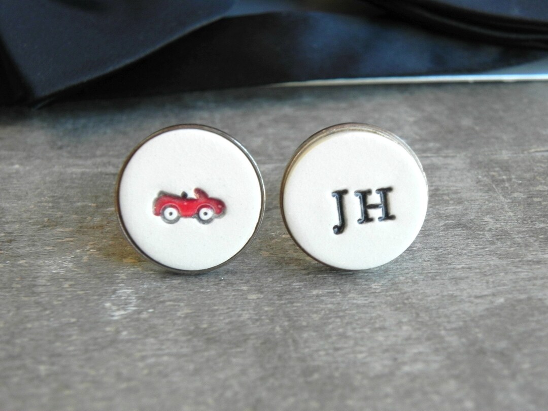 Personalized Red Car Cuff Links, Christmas Gift for Him, Ceramic ...