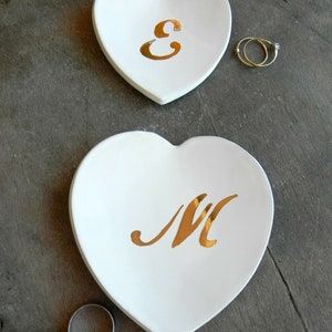 Personalized Ceramic Trinket Dish With Silver Letter, Gold Momnogram ...
