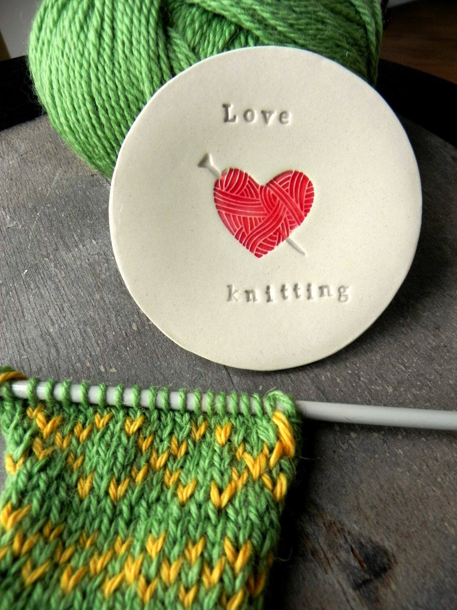 Love Knitting Ceramic Jewelry Dish Red Yarn Heart Pottery - Etsy