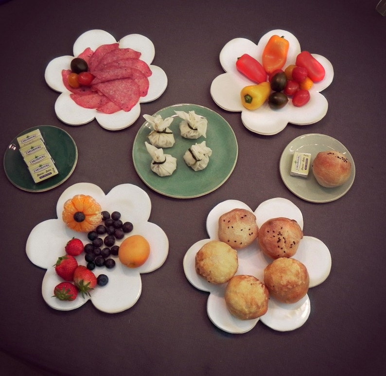 Ceramic Service Plate Snow White Flower Dessert Plate Pottery - Etsy