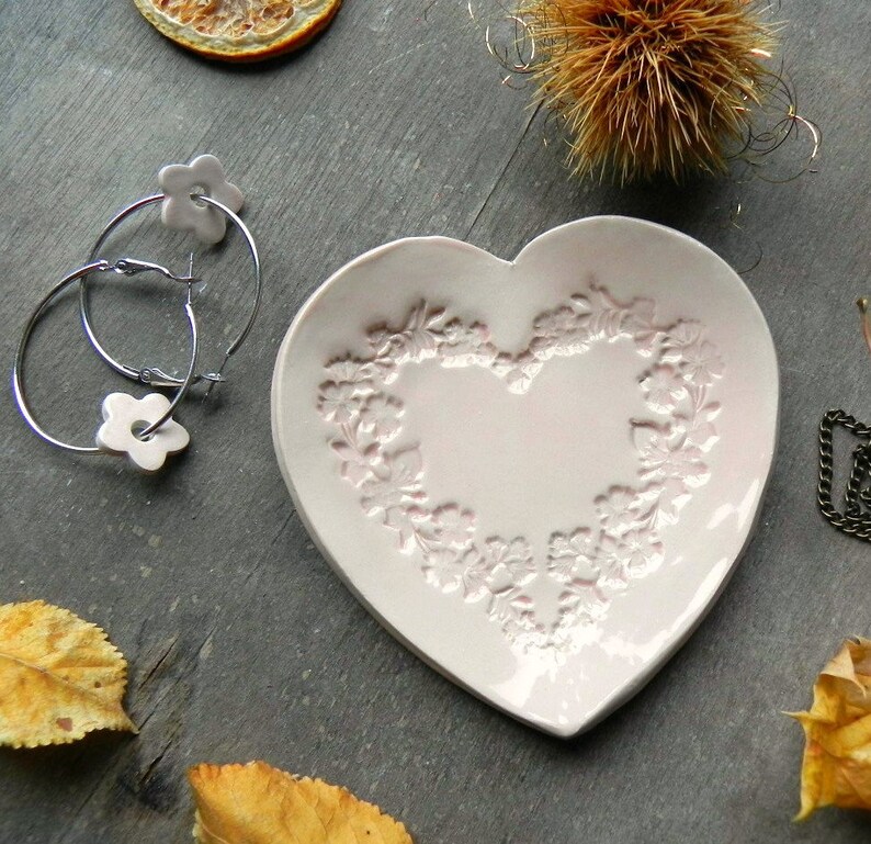 Personalized Ceramic Floral Wreath Pink Heart Dish Wedding - Etsy
