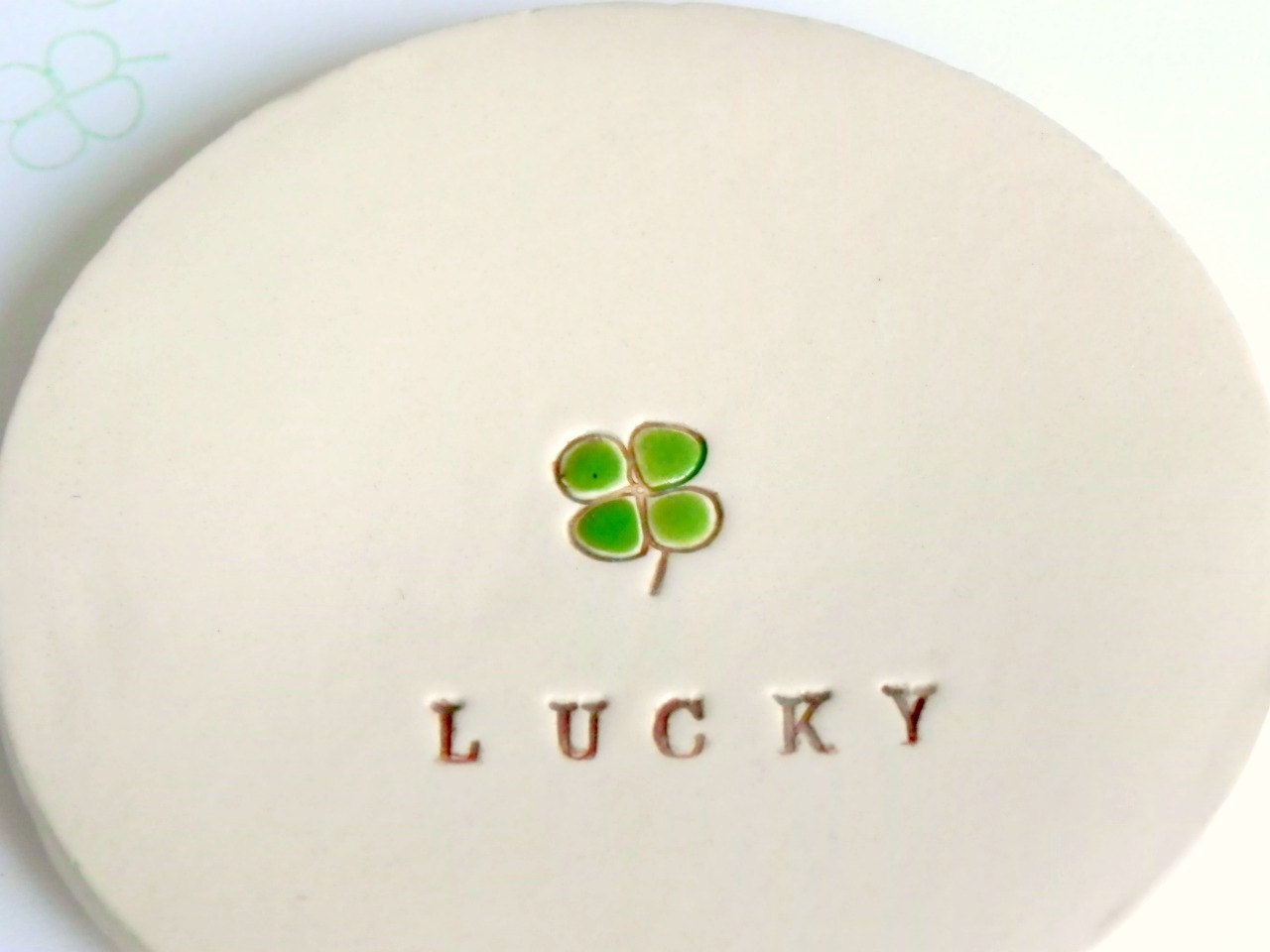 4 Leaf Clover Pottery Dish, Personalized Lucky and Love Ceramic Plate ...
